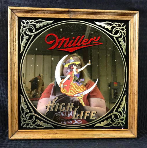 Miller High Life Beer Sign Witch Mirror