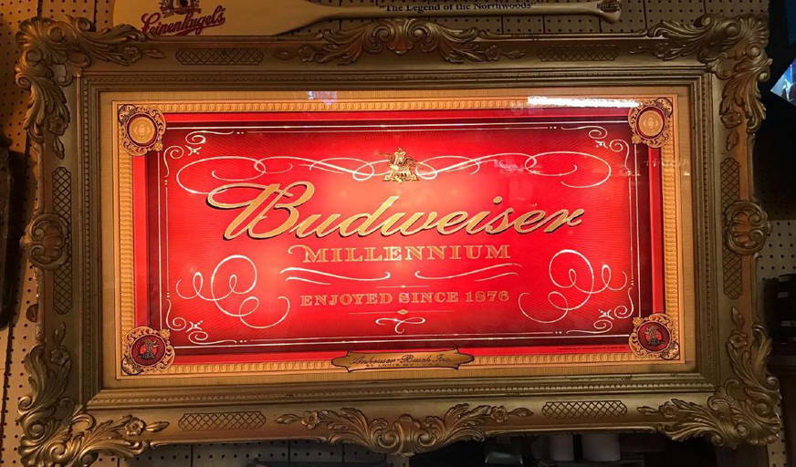 Rare Budweiser Millennium Framed Light Up Mirror Sign