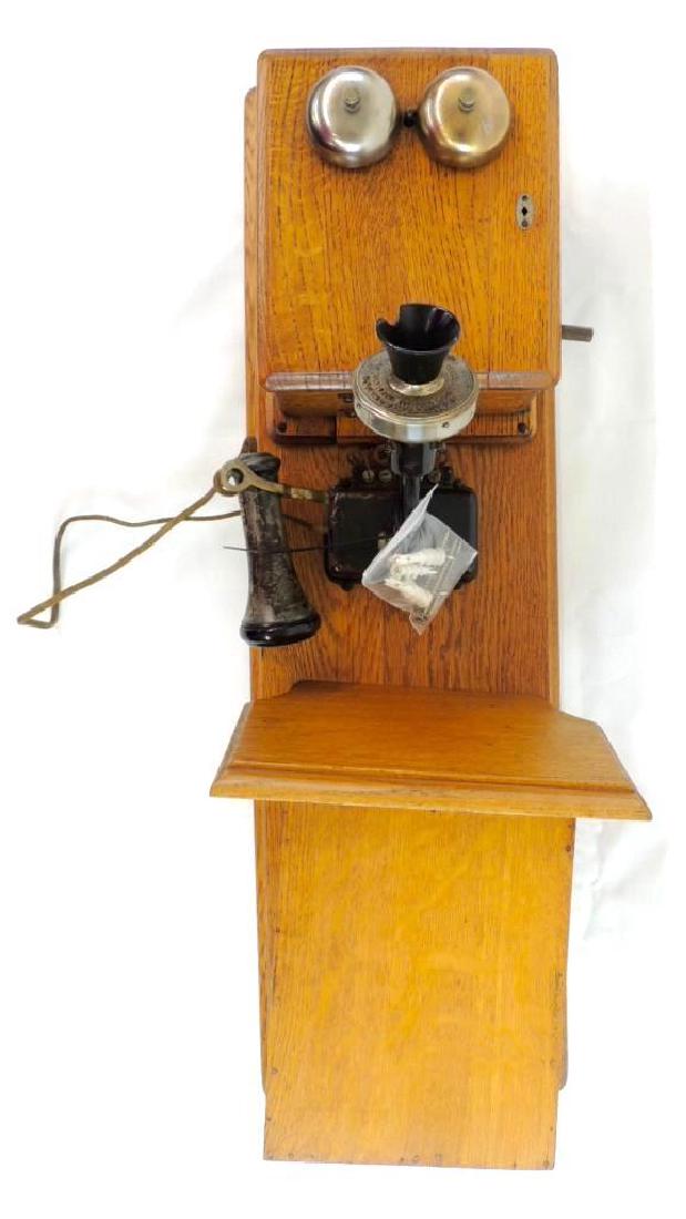 Antique Stromberg & Carlson Oak Wall Telephone