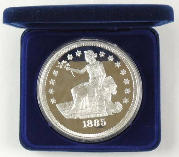 "1885" One Pound .999 Fine Silver Trade Dollar