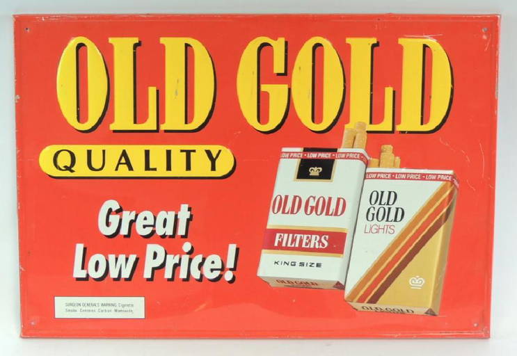 Vintage Old Gold Cigarettes Advertising Metal Sign