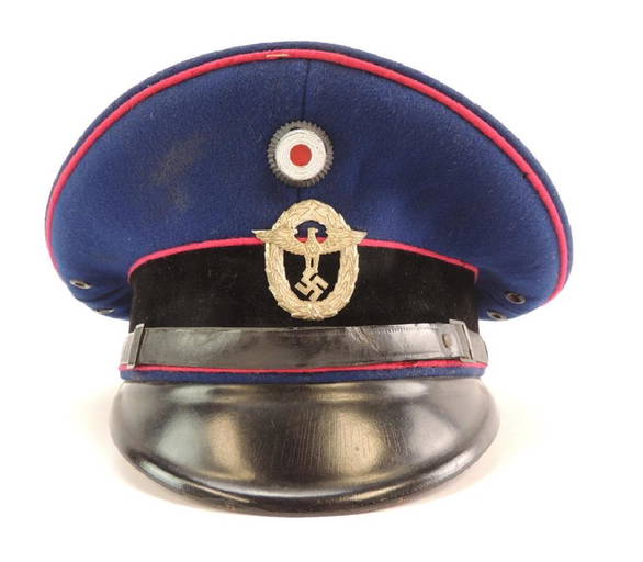 Ww2 German Fire Police Hat With Badges
