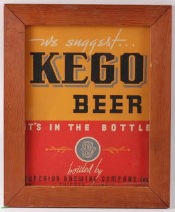 Vintage Grand Prize Beer Cardboard Framed Sign