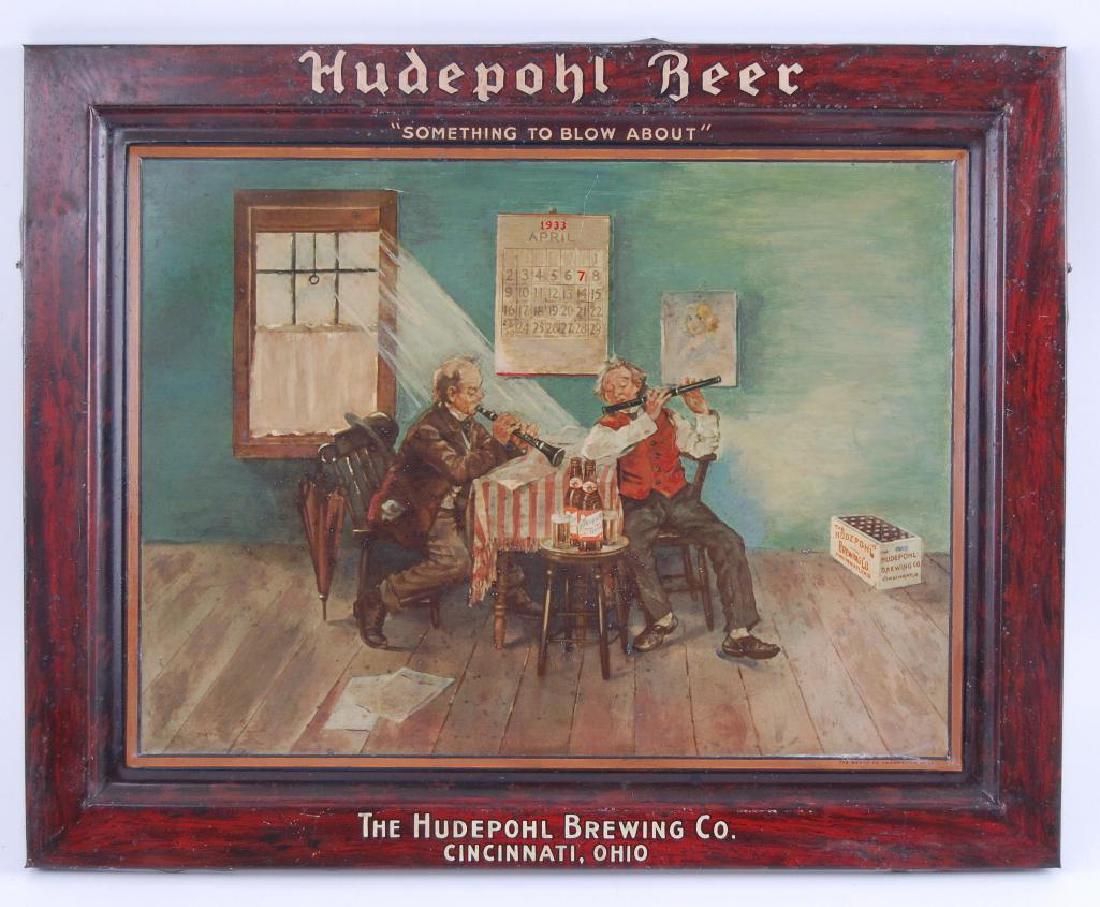 Vintage Hudepohl Beer Self Framed Advertising Metal