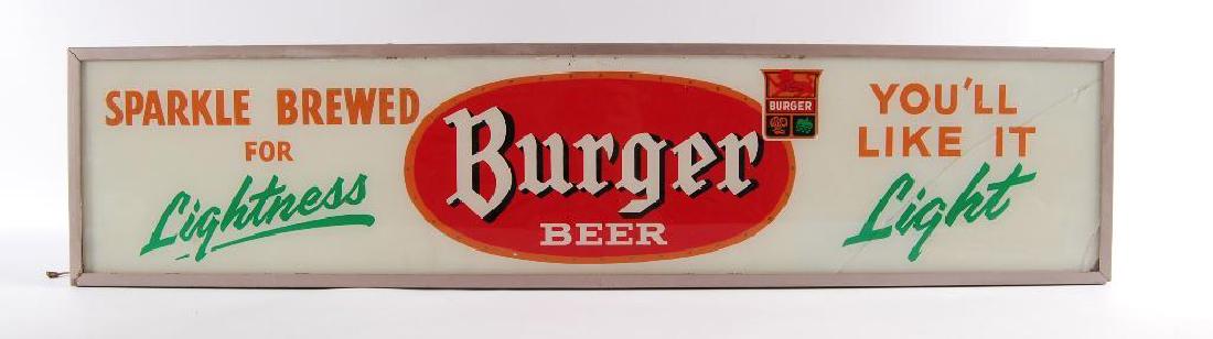 Vintage Burger Beer Light Up Advertising Beer Sign