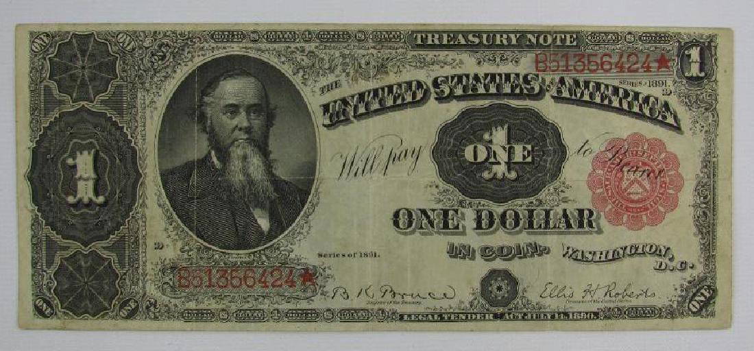 Large Size Note : Series Of 1891 $1 Treasury Note