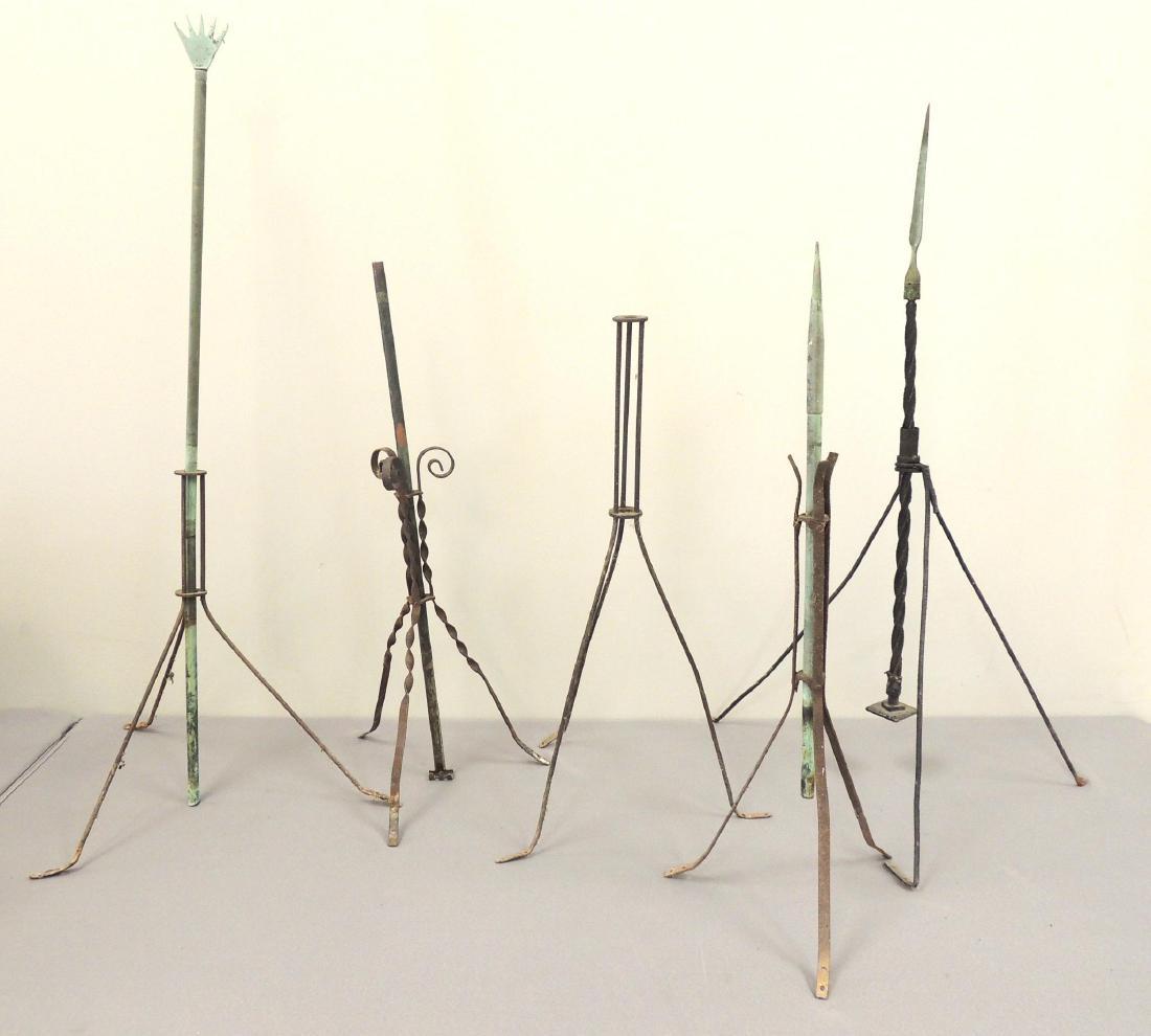 Group of 5 Antique Copper Lightening Rods