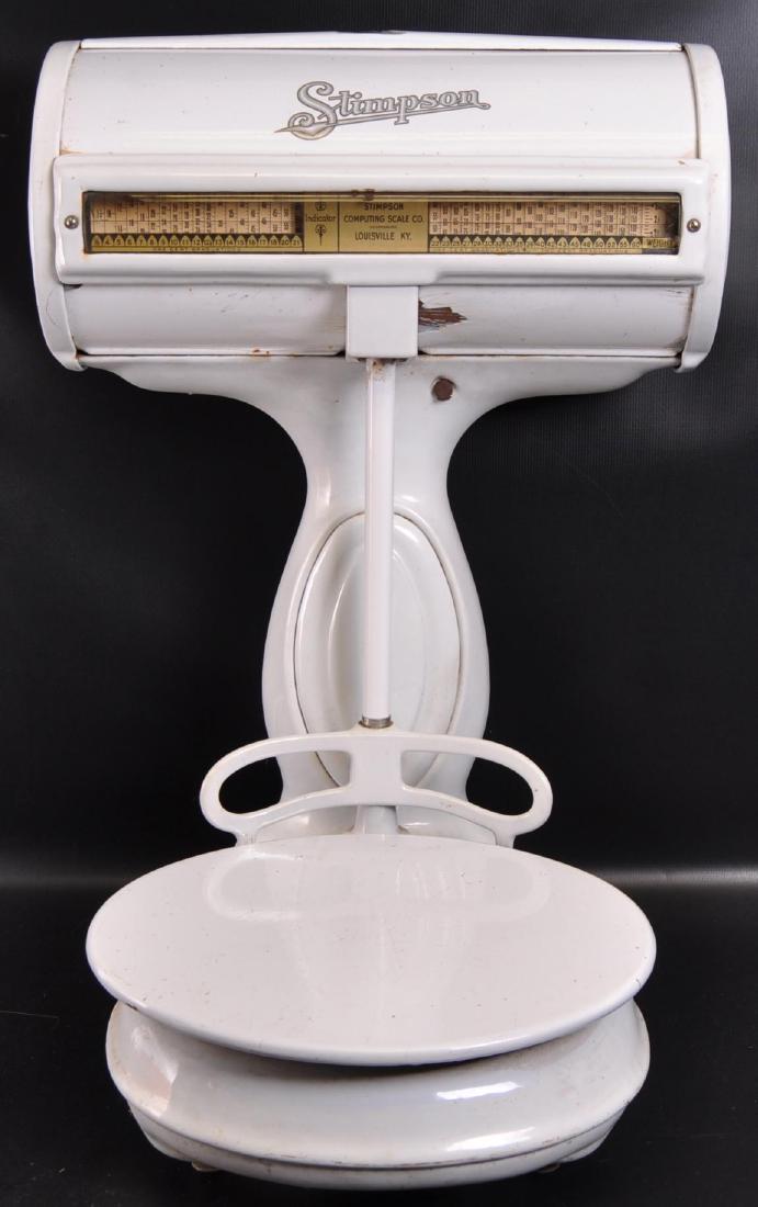 Antique Stimpson White Enameled Computing Butcher's