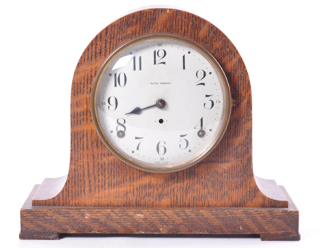 Antique Seth Thomas Oak Mantle Clock