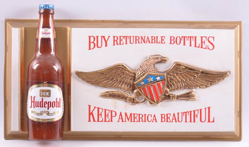 Vintage Hudepohl Advertising Plastic Beer Sign