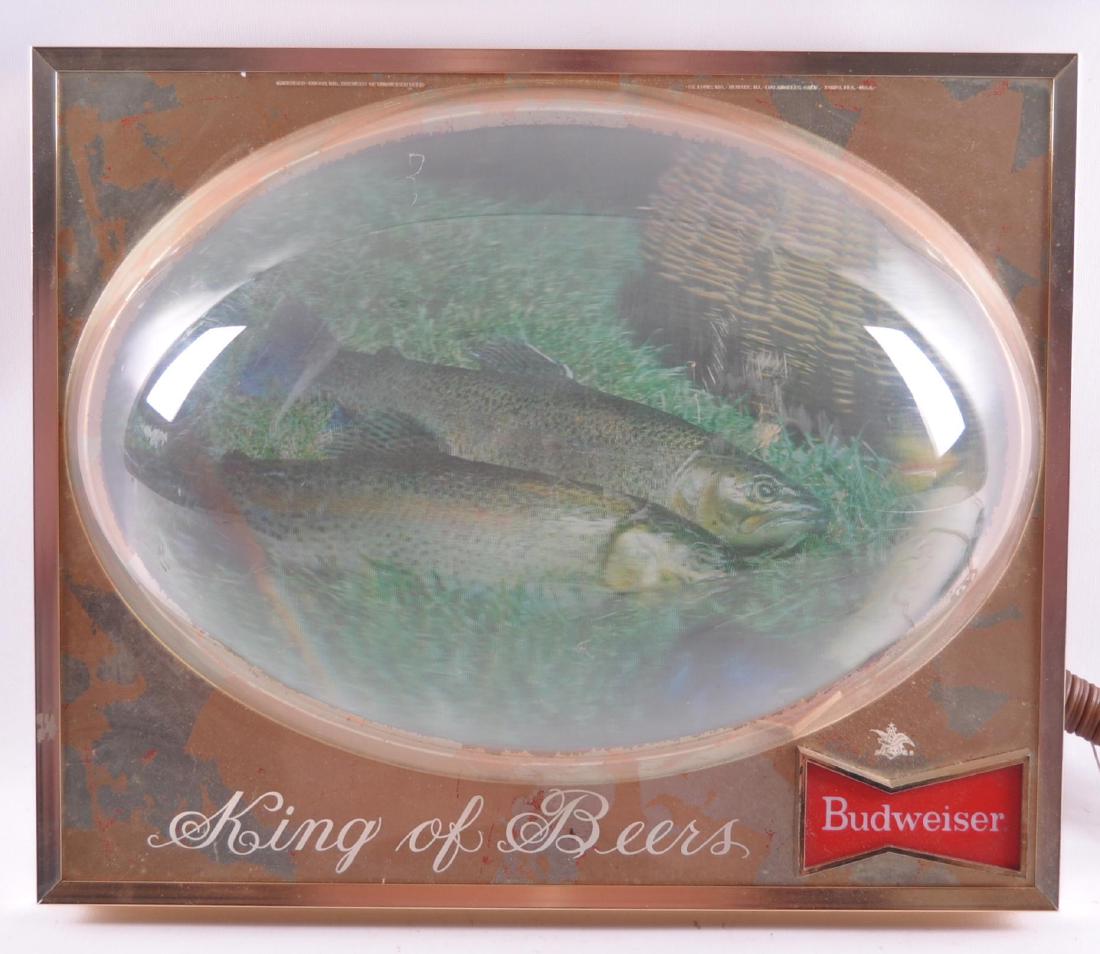 Vintage Budweiser Fish Light Up Advertising Beer Sign
