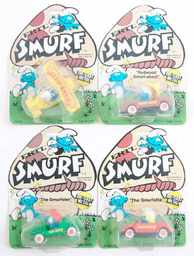 Group Of 4 Ertl Smurf Die Cast Cars In Original