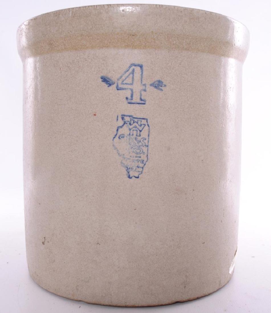 Antique 4 Gallon White Hall Stoneware Crock