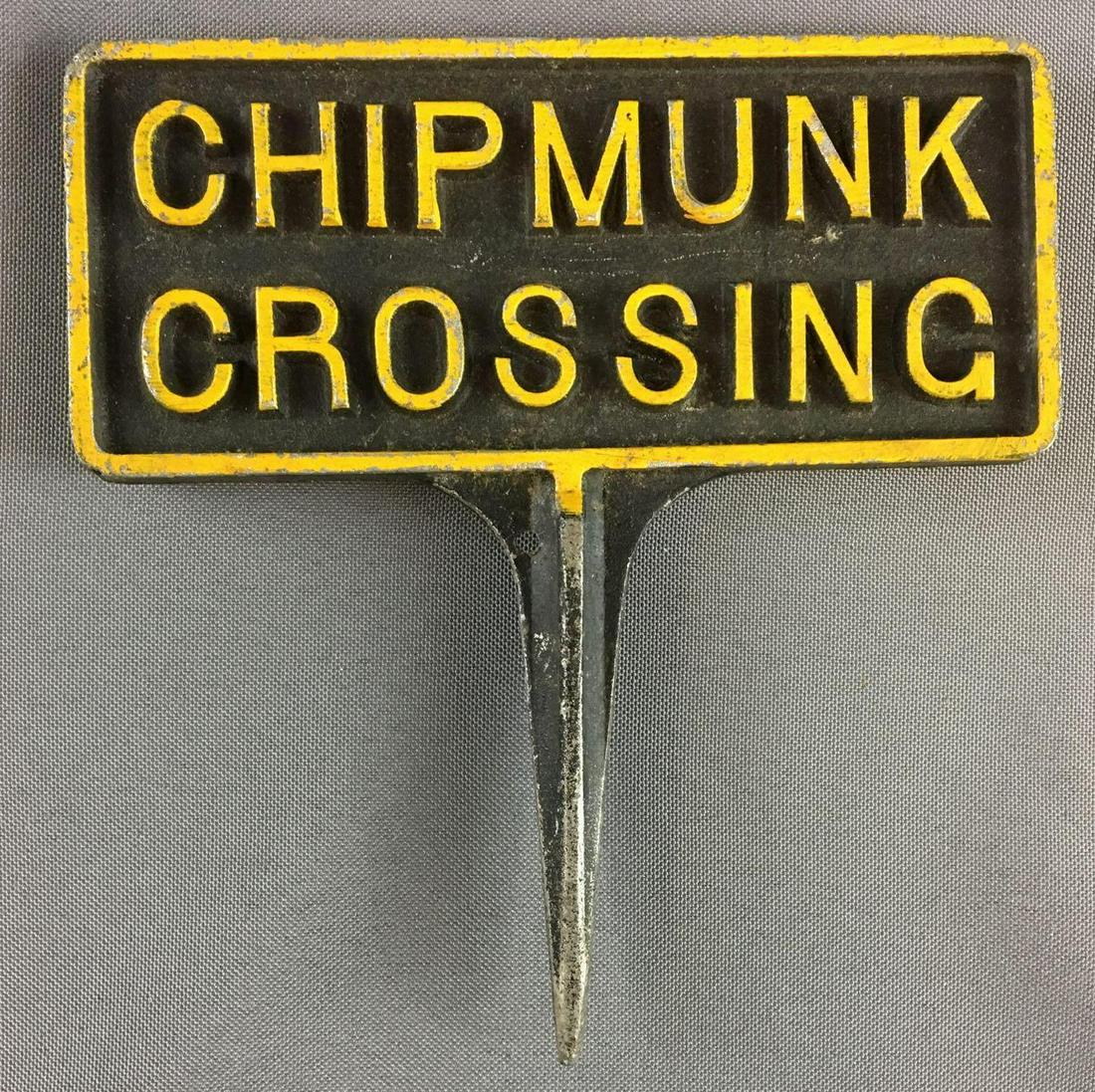 Double Sided Metal Chipmunk Crossing Sign