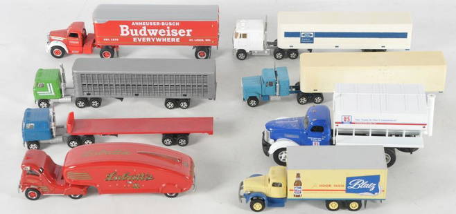 Group Of 4 Dcp Die Cast Semi Trucks With Trailers