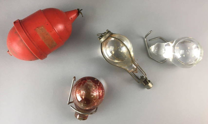 Group Of 4 Antique Glass Grenade Fire Extinguishers And