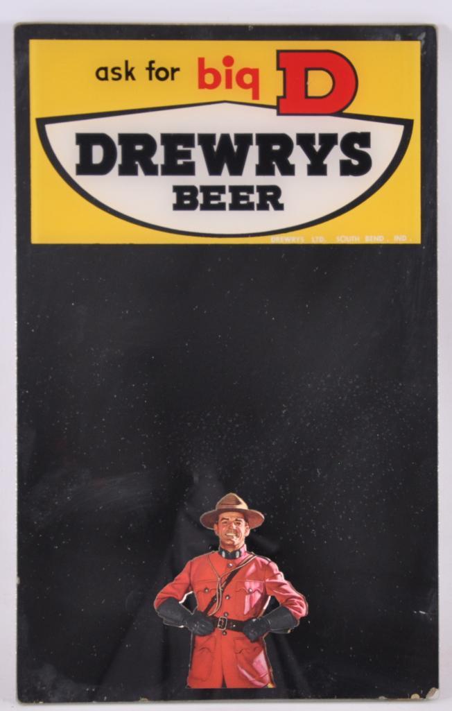 Vintage Drewry's "big D" Advertising Beer Mirror