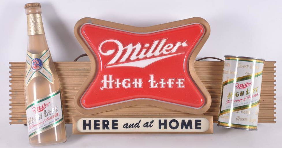 Vintage Miller High Life Flat Top Can And Bottle Light
