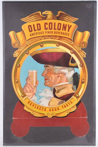 Vintage Old Colony Die Cut Advertising Cardboard Soda