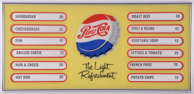 Vintage Pepsi "the Light Refreshment" Sign