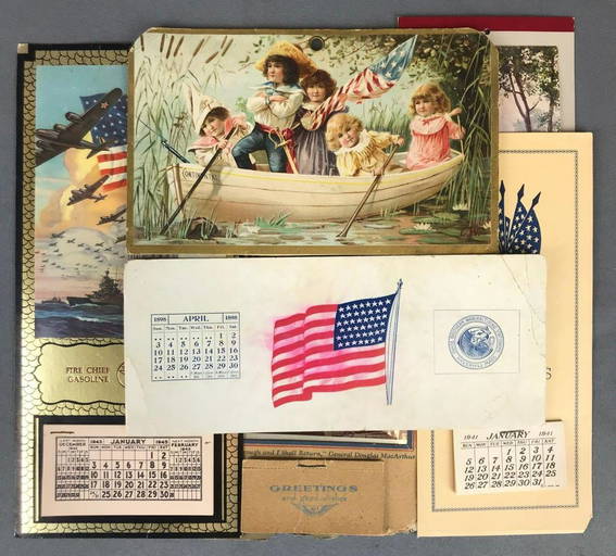 Group Of 6 Vintage 1940s Patriotic Calendars And More