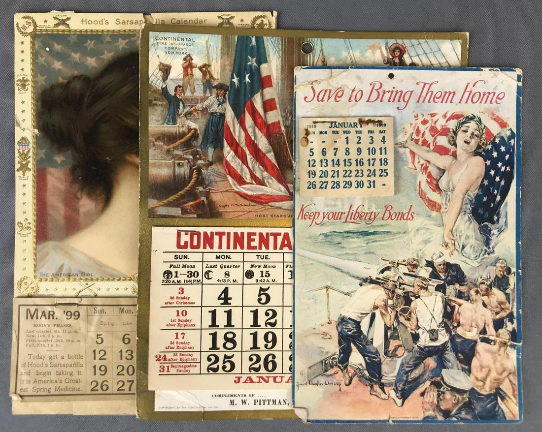 Group of 3 antique (1899-1919) patriotic calendars - Mar 08, 2020 ...