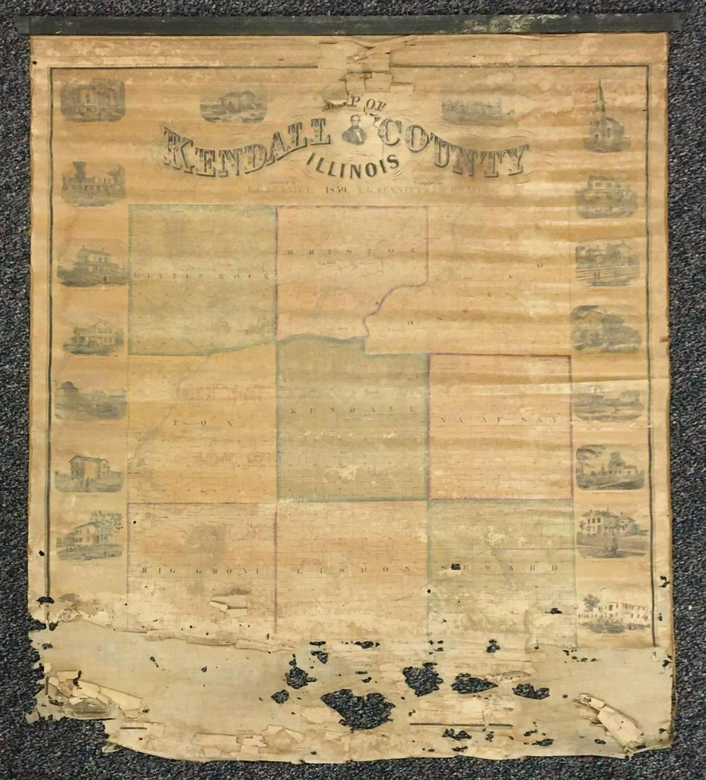 Antique 1859 Map of Kendall County Illinois - Jun 30, 2020 | Matthew ...