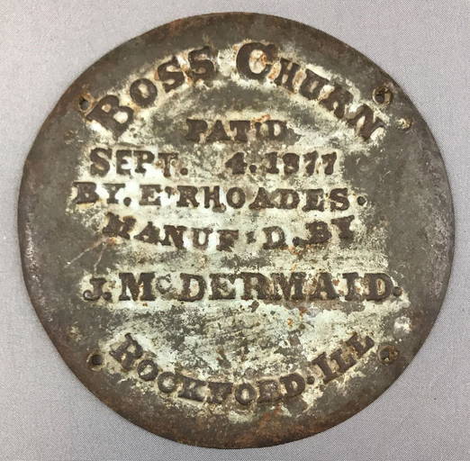 Antique (1877) "boss Churn" Cast Iron Sign : Rockford,