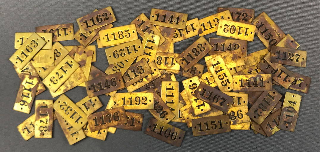 Group Of Vintage Brass Number Tags