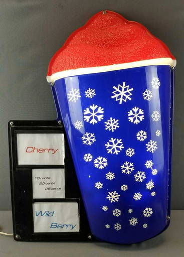 Vintage Icee Type Drink Lighted Display Sign