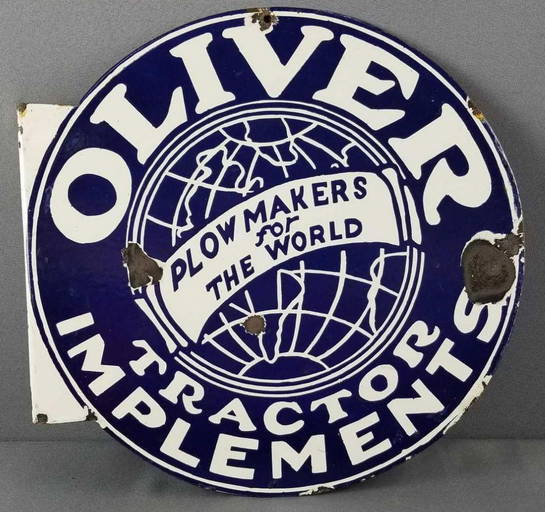 Porcelain enamel Oliver Tractor sign with flange - Jan 16, 2021 ...