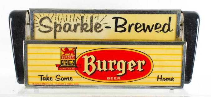 Vintage Burger Beer Light Up Advertising Motion Sign