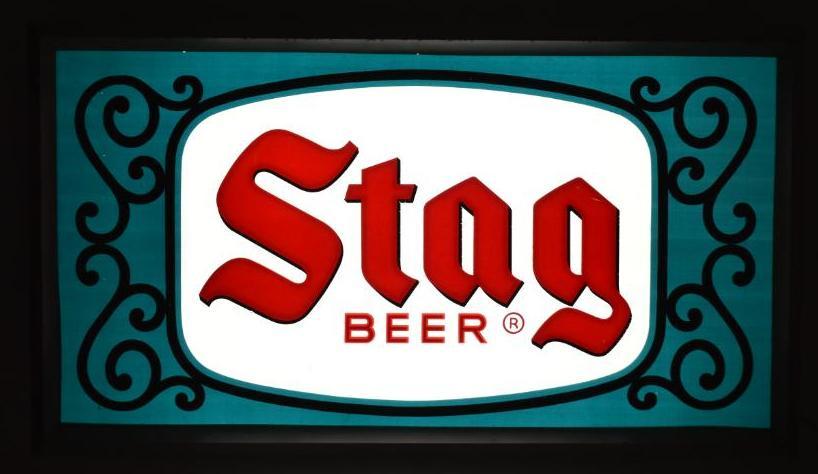 Vintage Stag Beer Light Up Advertising Glass Sign