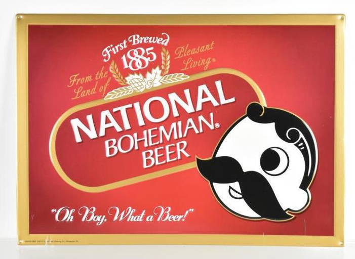National Bohemian Beer Mr. Natty Advertising Tin Sign