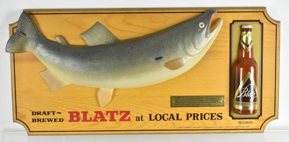 Rare Vintage Blatz Advertising Fish Beer Sign