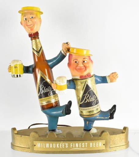 Vintage Blatz Beer Light Up Advertising Back Bar Statue