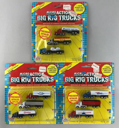 Group Of 3 Funrise Micro Action Big Rig Trucks Sets