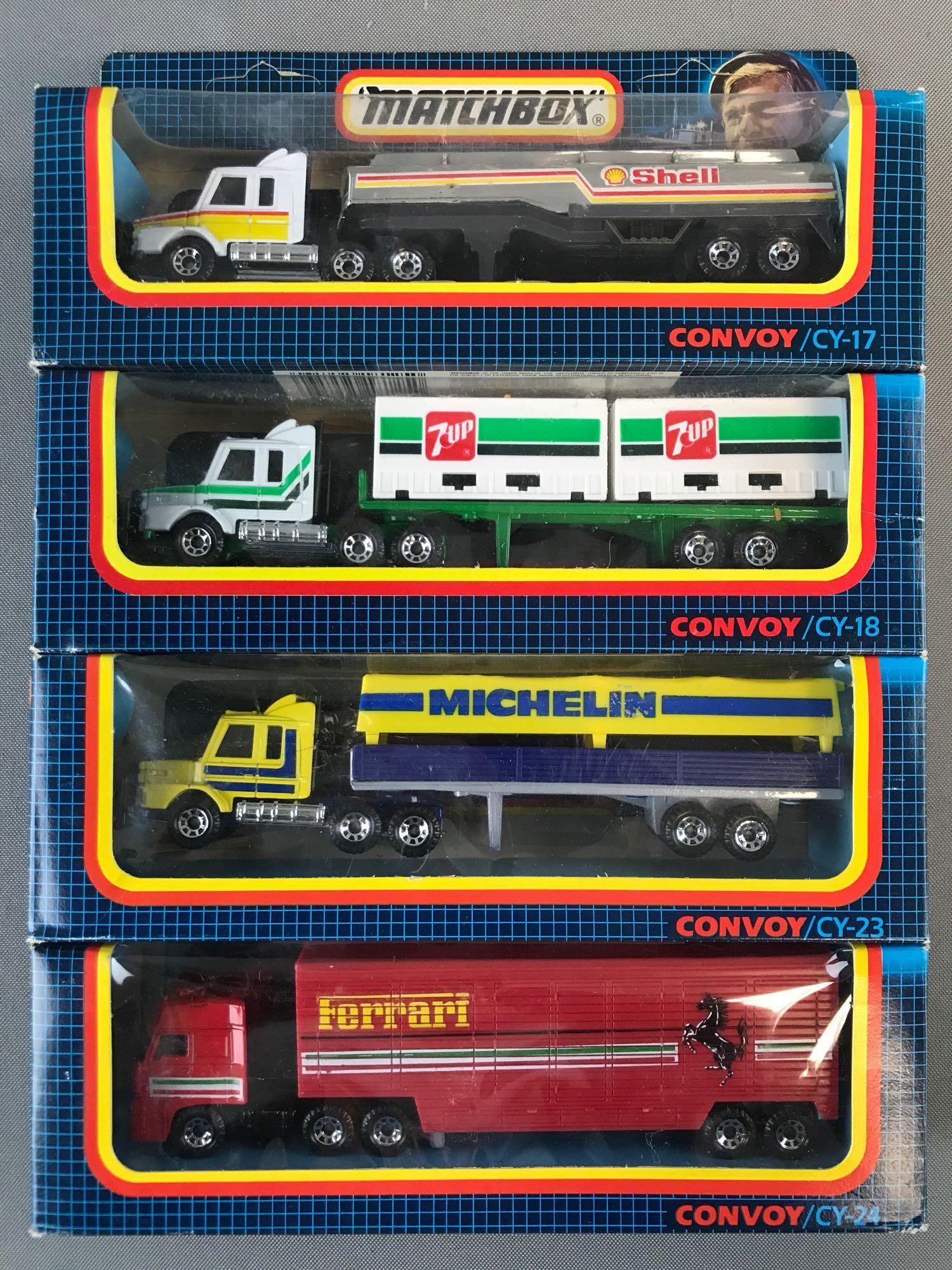 Group Of 4 Matchbox Convoy Die Cast Tractor Trailers