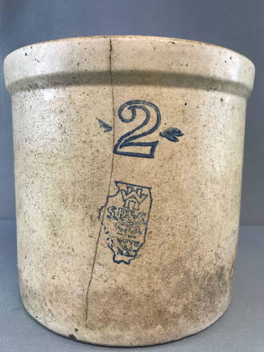 Vintage Sp&s Co White Hall Illinois Stoneware Crock