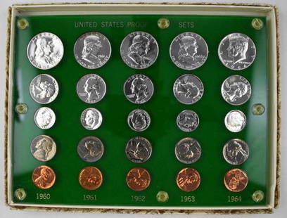 1960, 1961, 1962, 1963, 1964 And 1965 Us Proof Sets: