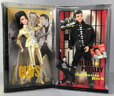 2 Pink Label Barbie Elvis Presley Fashion Dolls