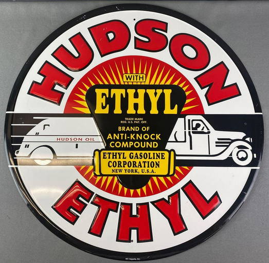 Hudson Ethyl Gasolinemetal Advertising Sign