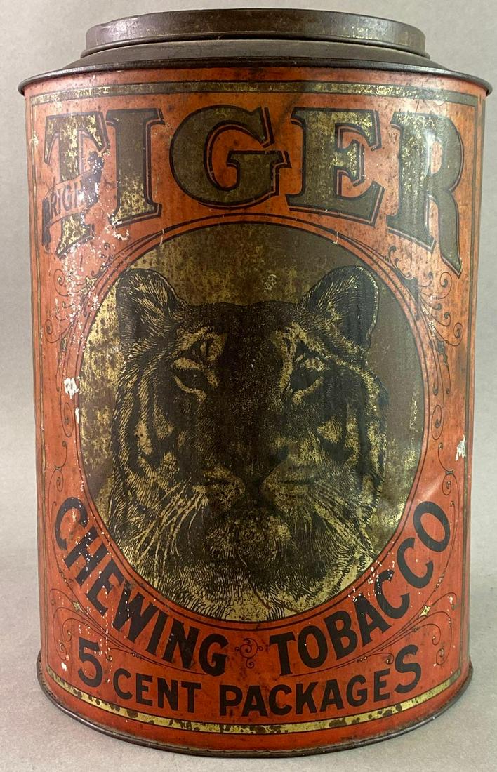 Antique Tiger Chewing Tobacco Advertising Tin