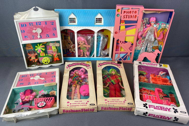 Group Of Ideal Toy Flatsy Dolls And Sets