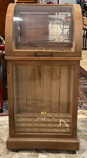 Antique Oak Store Display Cane Rack