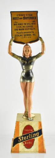 Vintage Sterling Beer Advertising Bell Statue