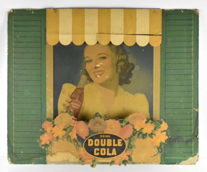 Vintage Double Cola Advertising Cardboard Soda Sign