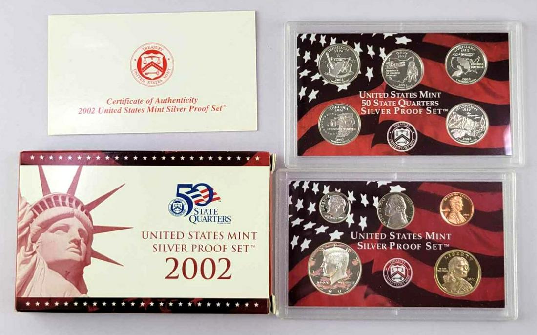 2002 U.s. 10 Coin Silver Proof Set