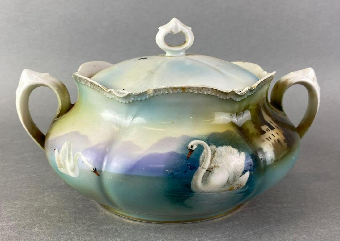 Rs Prussia Swan Covered Porcelain Dish