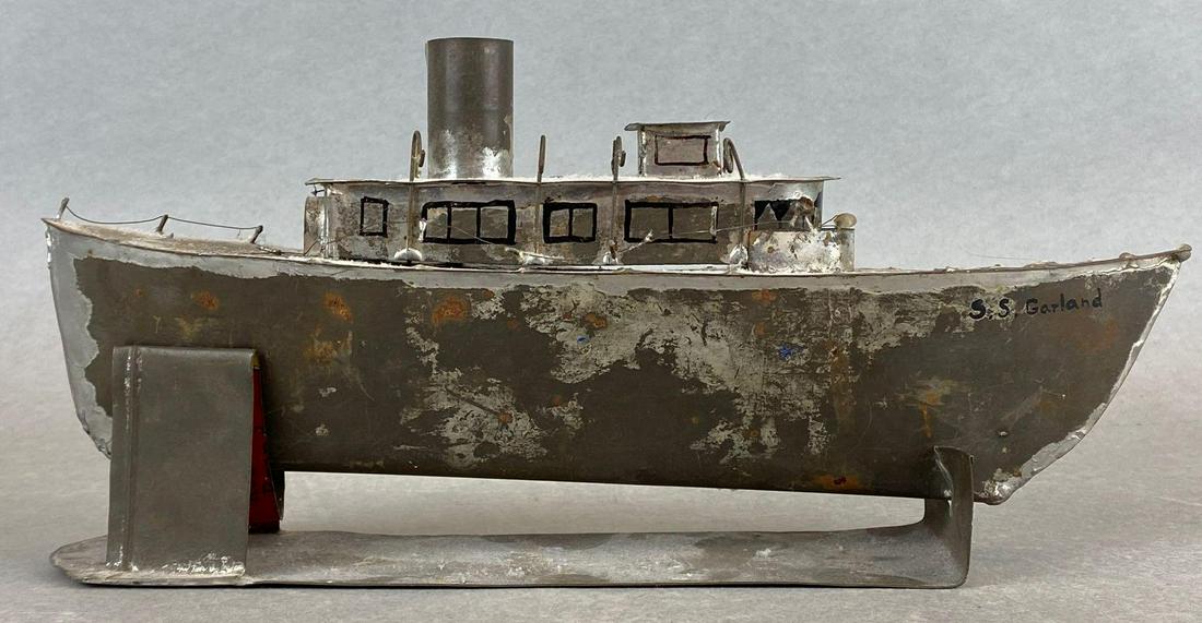 Folk Art Tin Ship Made from Cans (#0348) on Feb 26, 2022 | Matthew ...